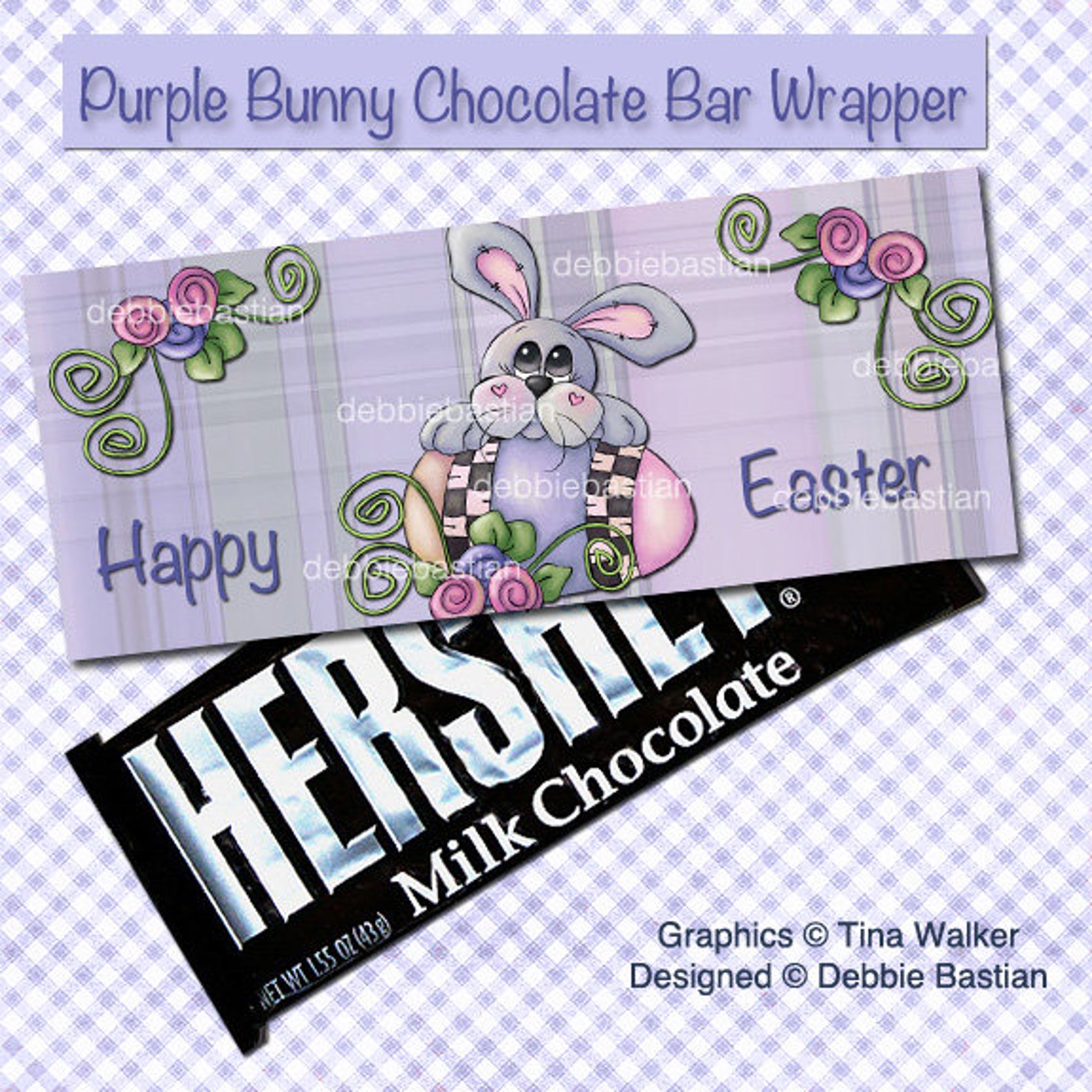 E26 - Purple Bunny Chocolate Bar Wrapper - Digital Download - Etsy