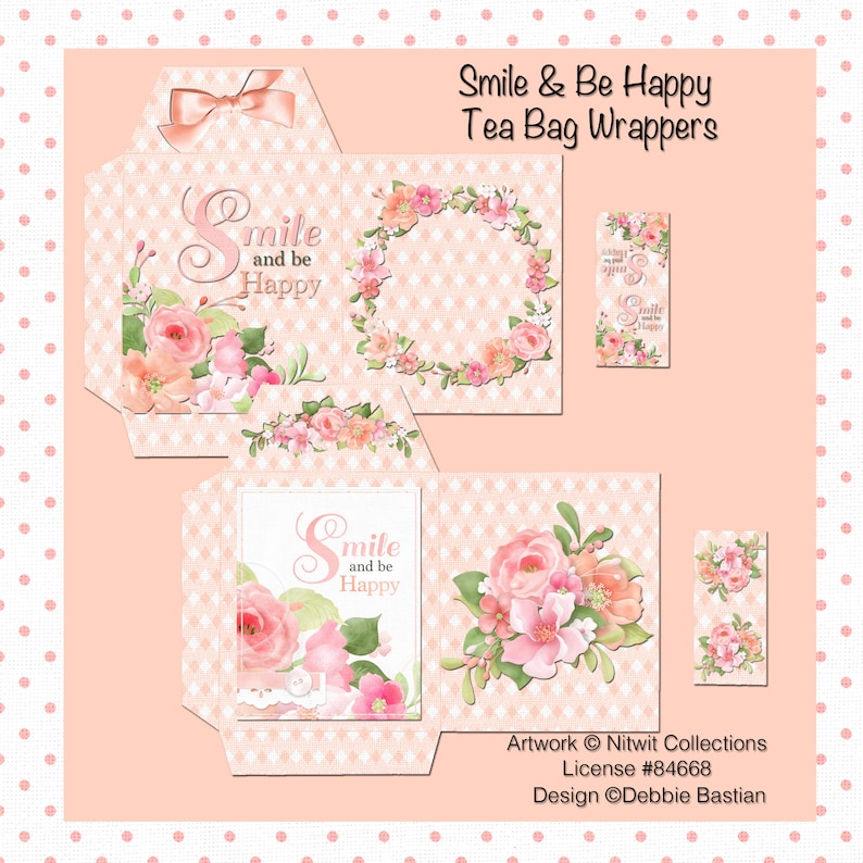 E45-digital Download-smile & Be Happy Tea Bag Wrappers - Etsy