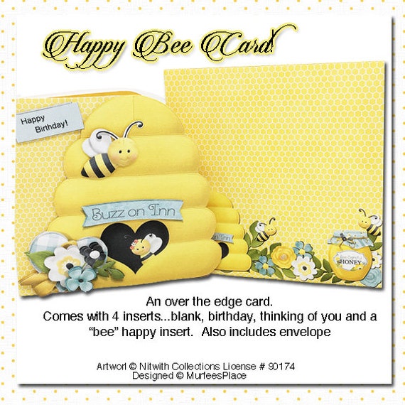 E90-Happy Bee Card-Digital Download | Etsy