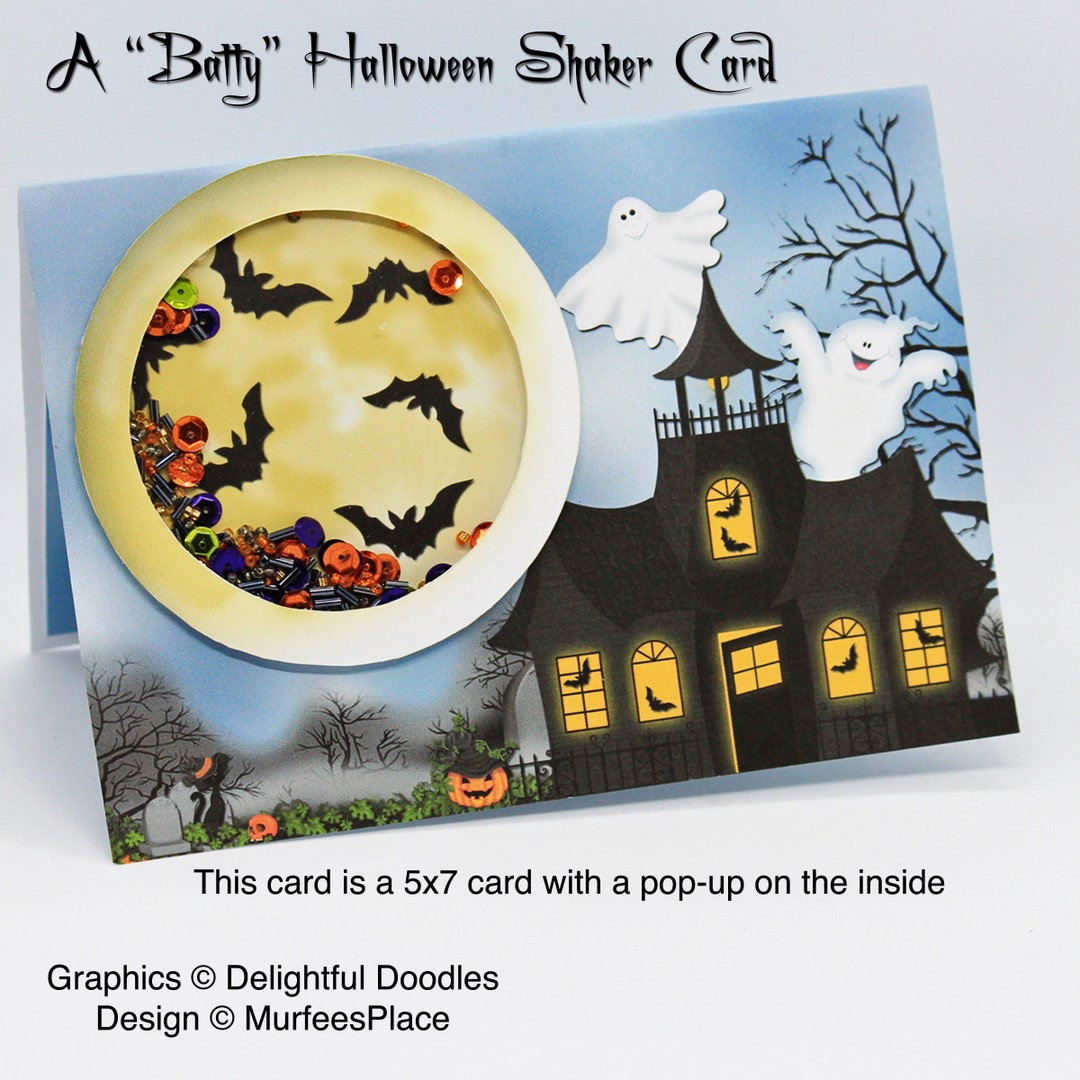 E105-A "batty" Halloween Shaker Card-digital Download - Etsy
