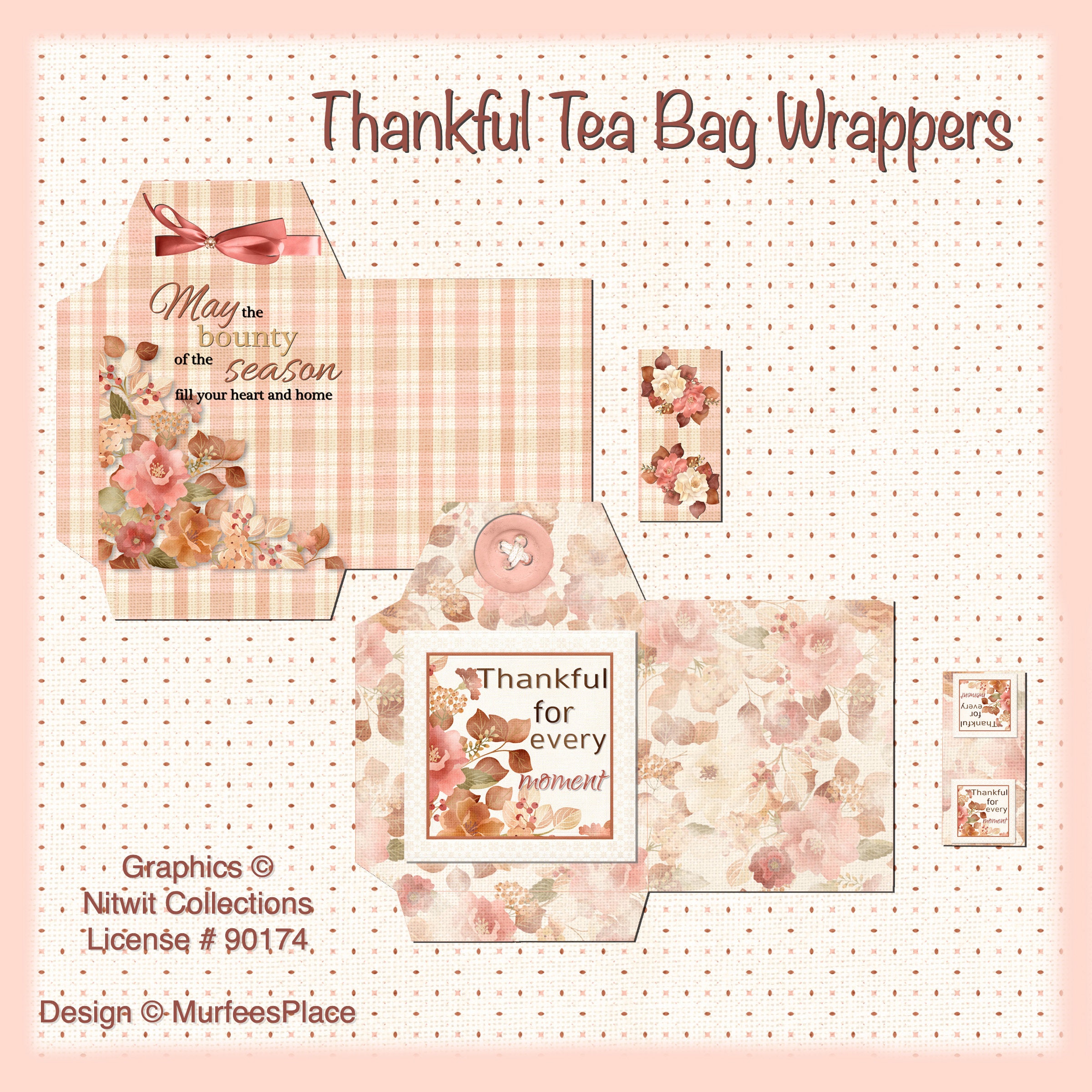 E106-thankful Tea Bag Wrappers-digital Download - Etsy