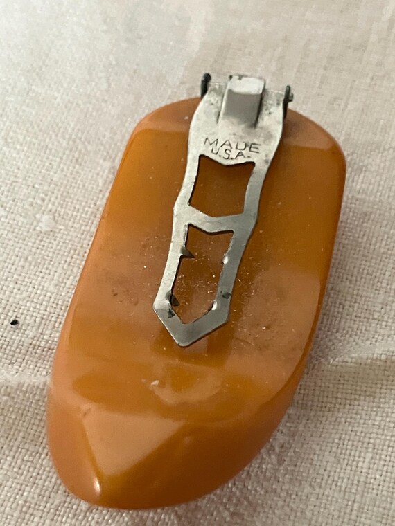 Vintage Bakelite Garment/Fur Clip• Butterscotch Bakel… - Gem