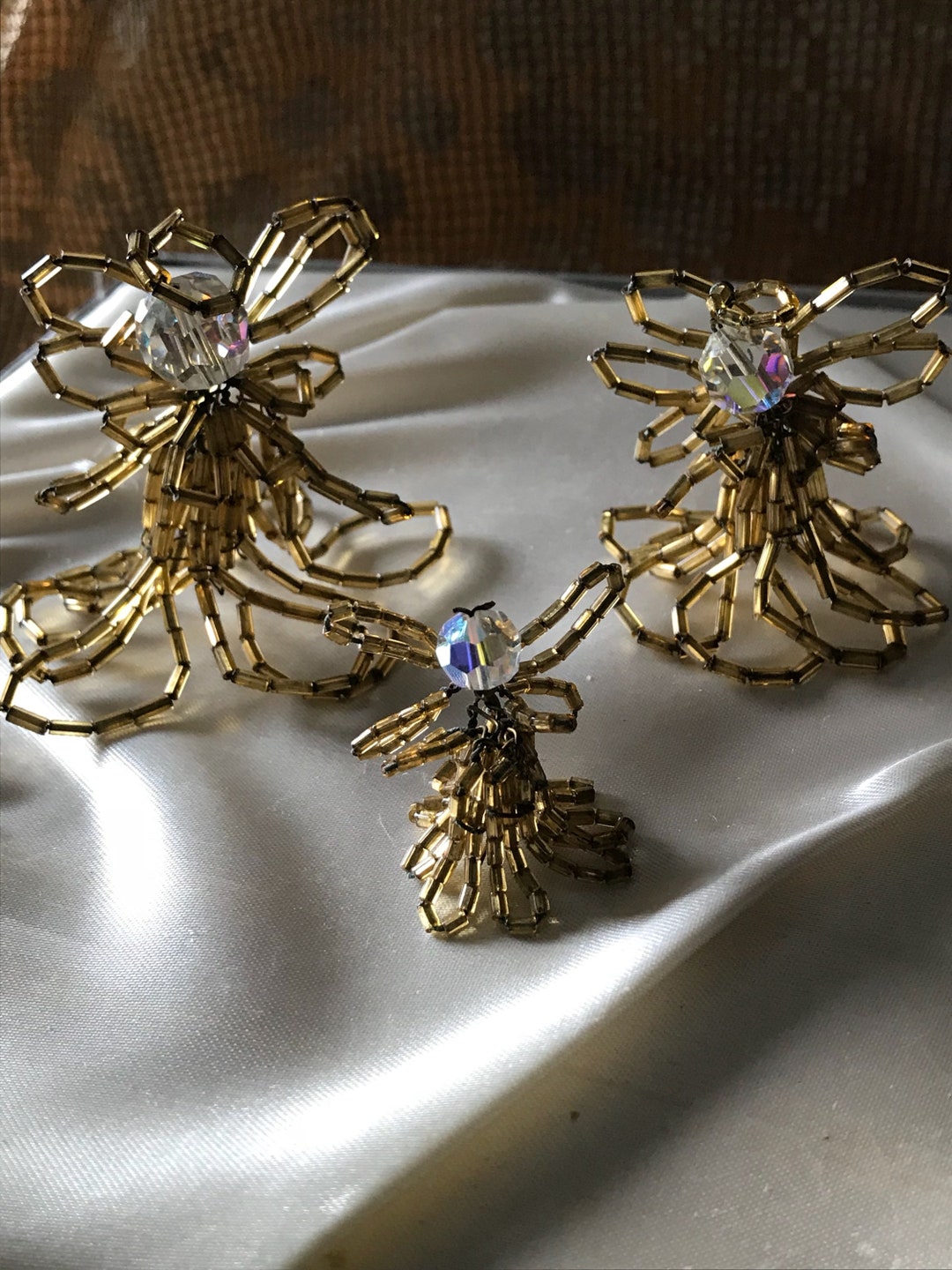 Vintage Glass Bugle Beaded Angels / Hand Crafted Vintage Christmas ...