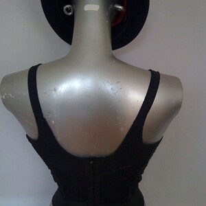 Women's Vintage Lingerie / 1950's Black Lace and Taffeta Long Line Bra ...