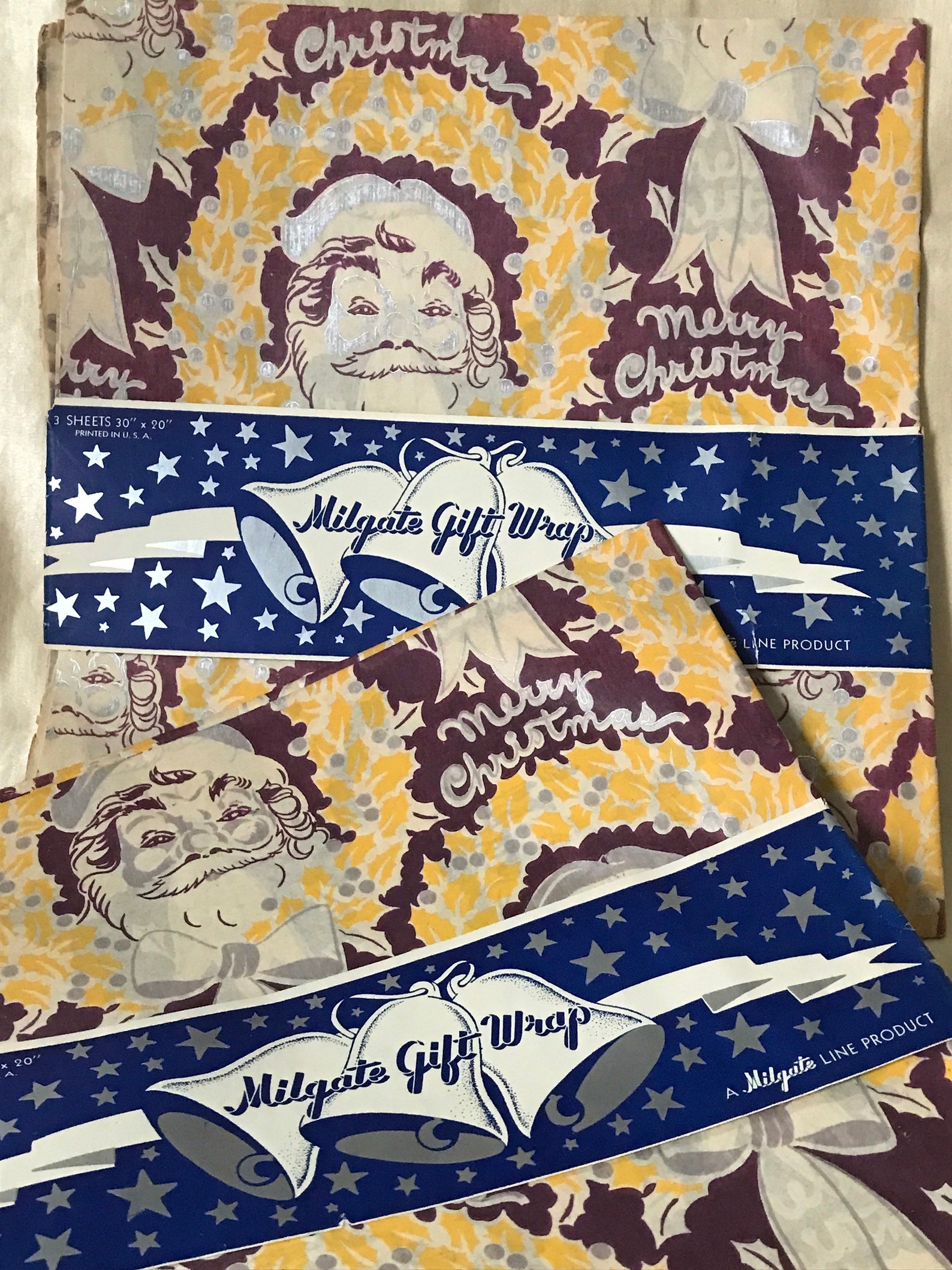 Vintage Milgate 1940's 'santa' Merry Christmas - Etsy