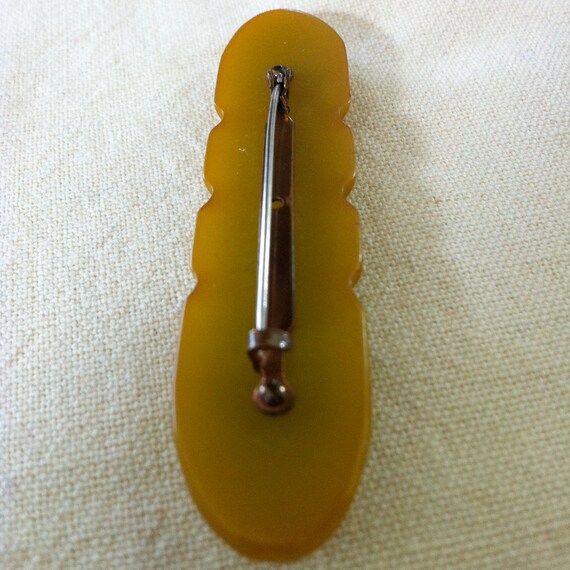 Chartreuse Bakelite Carved Barrel Pin - Gem