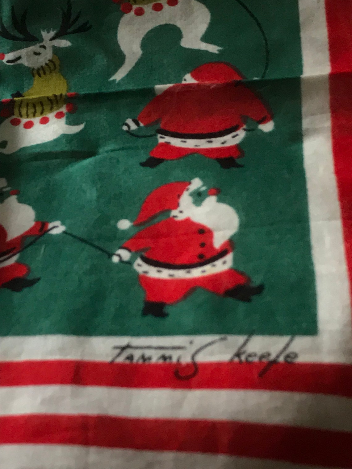 Vintage Tammis Keefe Christmas Hanky / Signed Tammis Keefe | Etsy