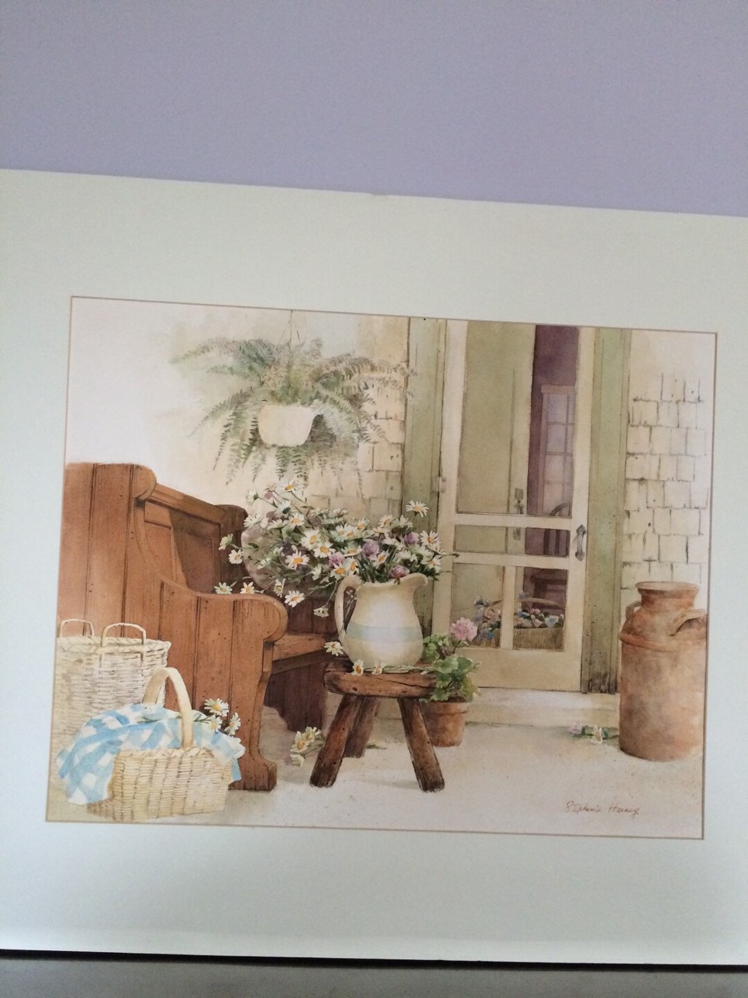Watercolor Cottage Woodland Patio Scene / Art / Original Stephanie ...