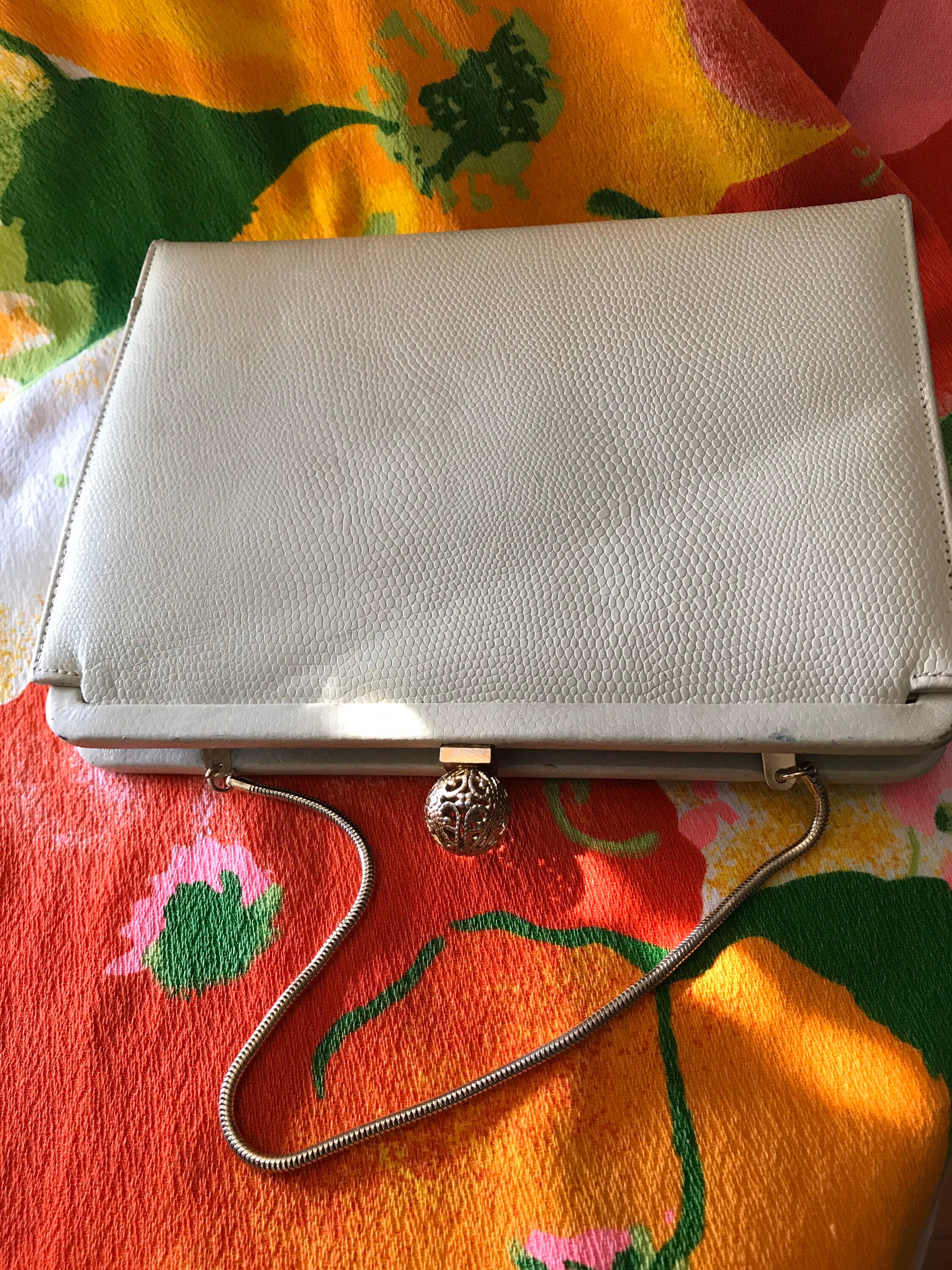 Vintage Franklin Simon Purse / Beige Leather Formal Style Handbag ...