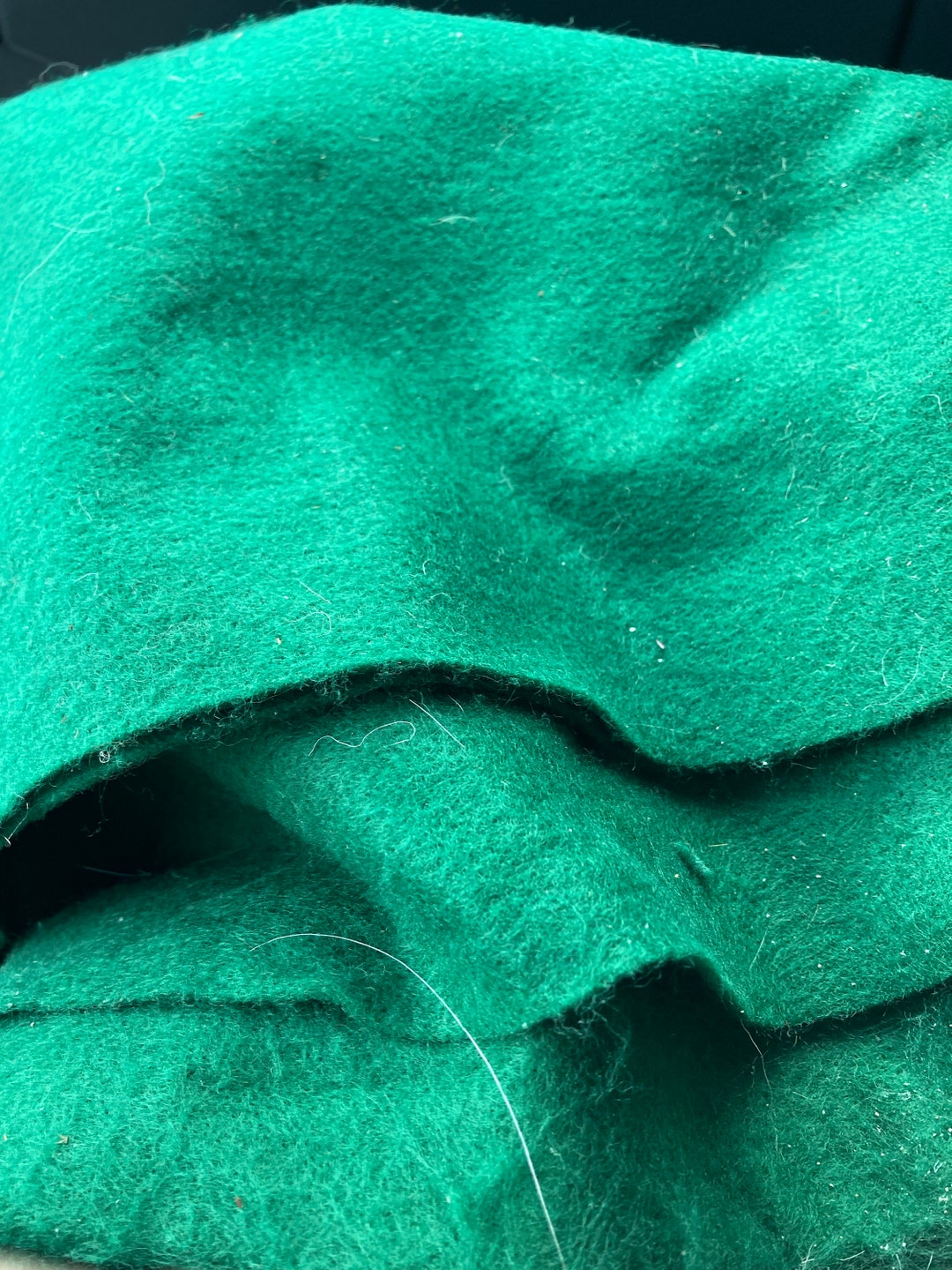 Vintage Stoffrest •Grüner Wollfilz•Laufzeit Grüner Filz • Bastelmaterial•Nähzubehör•Nähprojekt ...