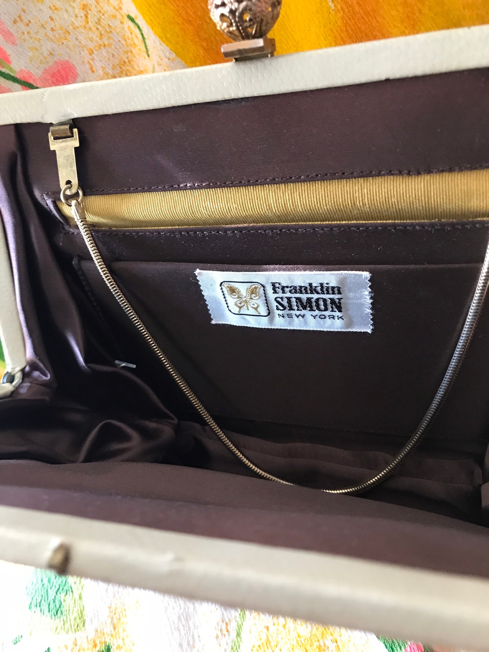 Vintage Franklin Simon Purse / Beige Leather Formal Style Handbag ...