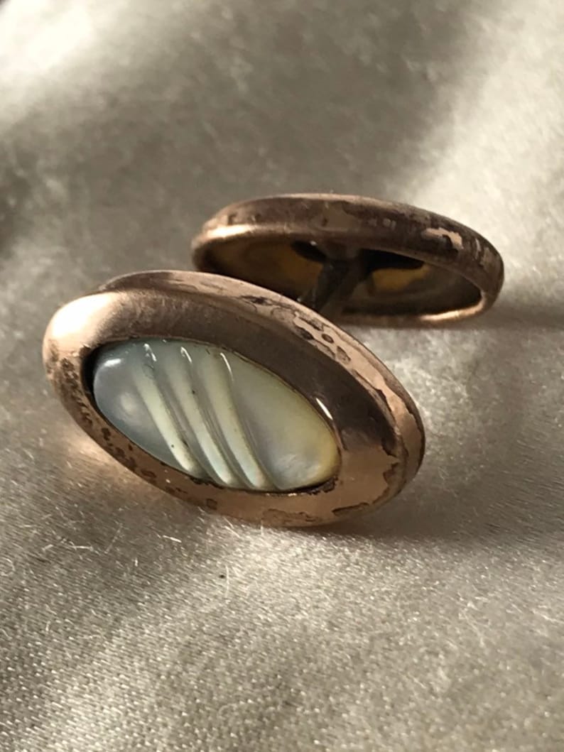 Vintage Cufflinks / Early to Mid 1900's Mother of Pearl and Gold Tone ...