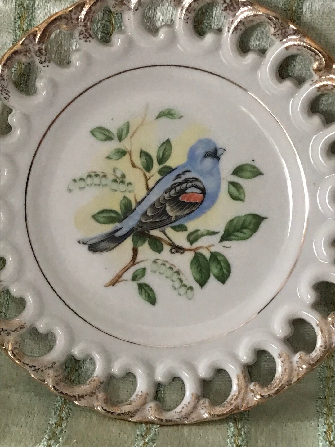 Decorative Bird Plate Wall Hanging/ Blue Parakeet Porcelain Plate ...