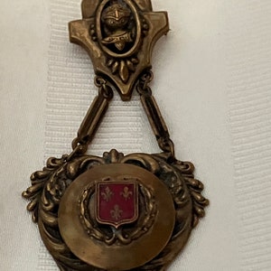 Antique Military Badge Pin • Old Brass and Enamel Badge Pin• Military ...