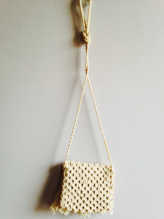 Vintage Macrame Purse /1970's Authentic Hippie Macram… - Gem