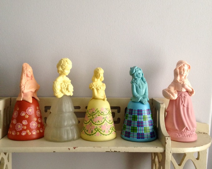 Avon Collectible Perfume Bottles / Lot of 5/ Painted Glass Lady Perfume ...