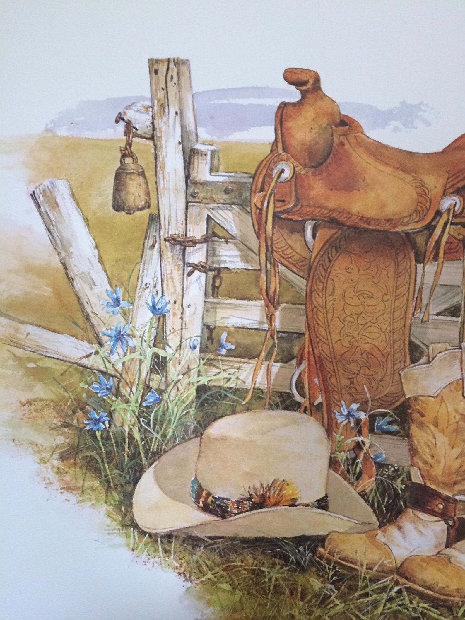 Stephanie Harney Country Western Litho Art / Donald Art Co. | Etsy