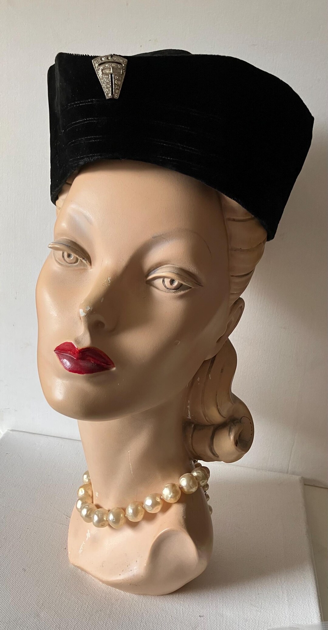Vintage Black Velvet Hat• 1930’s Formal Hat• Women’s 1990’s Hat Fashion ...