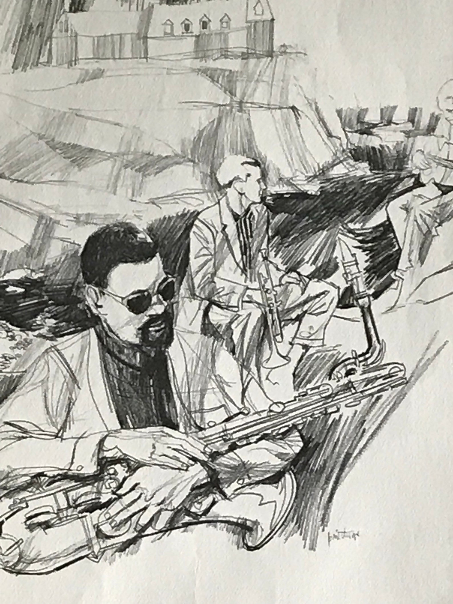 Circa 1980's Newport Jazz Festival Artist Rendered and Signed Print ...