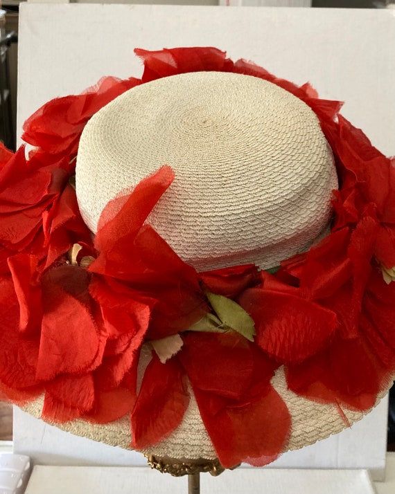 Vintage Spring/ Summer Straw Hat• Vintage Easter Bonn… - Gem