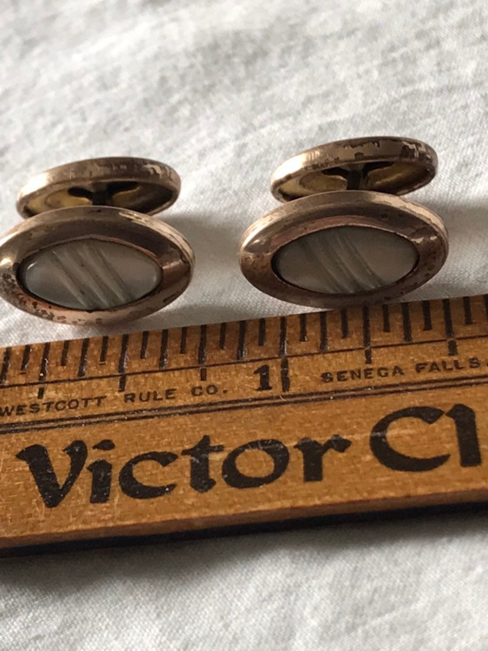 Vintage Cufflinks / Early to Mid 1900's Mother of Pearl and Gold Tone ...