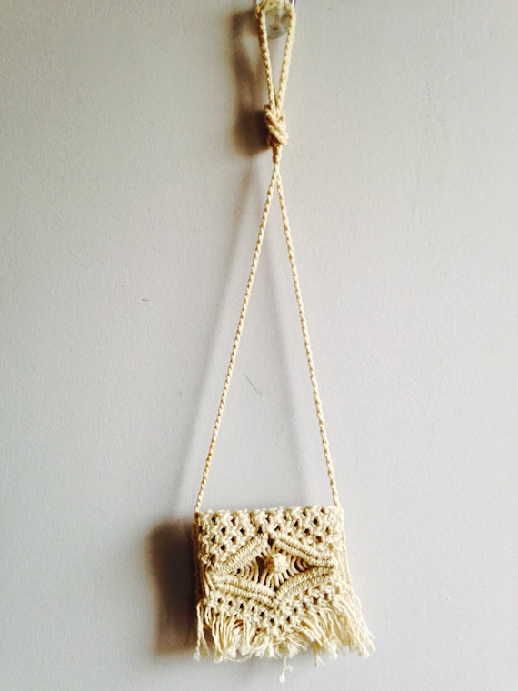 Vintage Macrame Purse /1970's Authentic Hippie Macram… - Gem