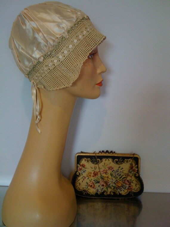 Antique Sleep Bonnet / Silk Satin Sleeping Bonnet/ W… - Gem