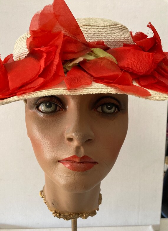 Vintage Spring/ Summer Straw Hat• Vintage Easter Bonn… - Gem