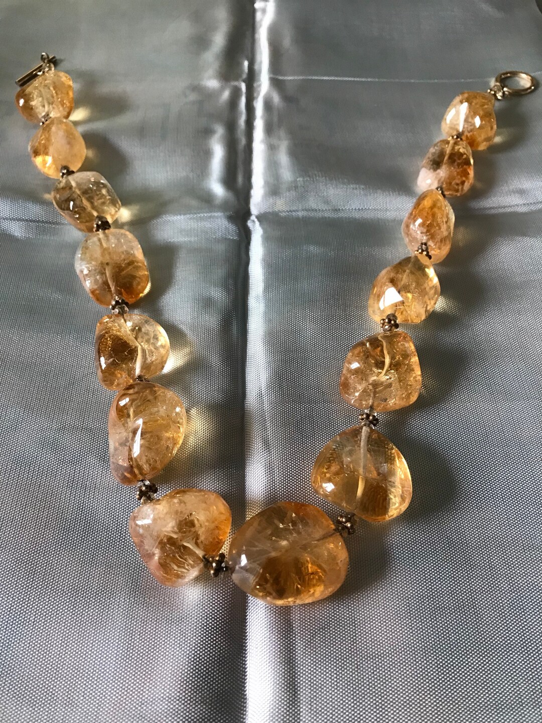 Citrine Crystal Necklace /vintage Raw Citrine Choker Necklace/ Raw ...