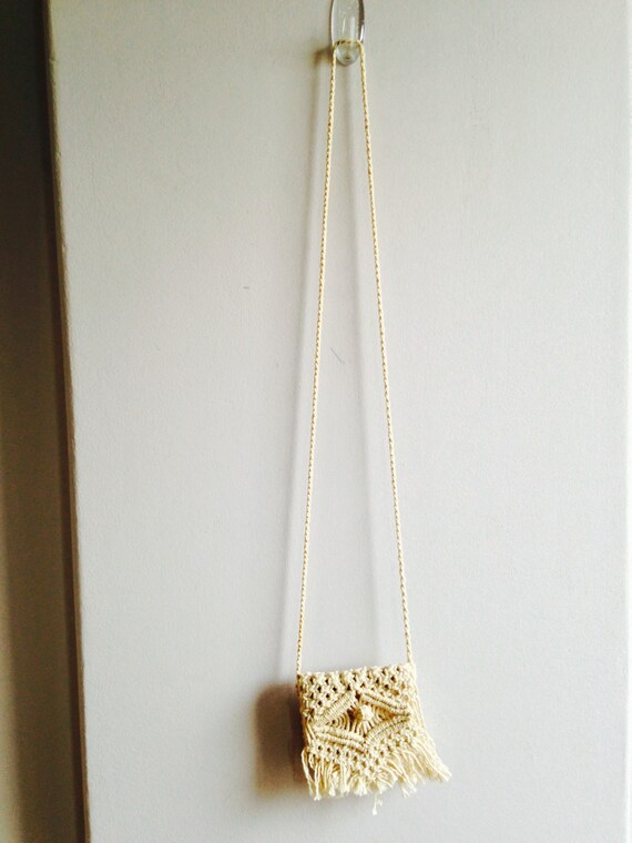 Vintage Macrame Purse /1970's Authentic Hippie Macram… - Gem