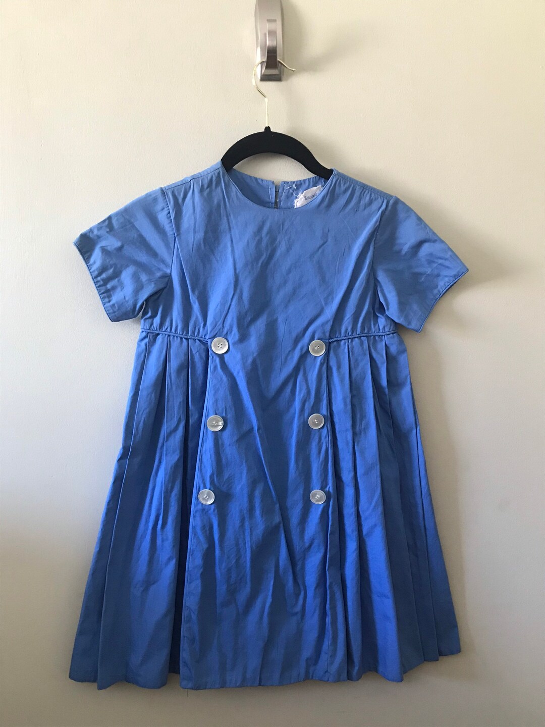 Children’s Vintage Clothing / Cornflower Blue Cotton Dress / Childs ...