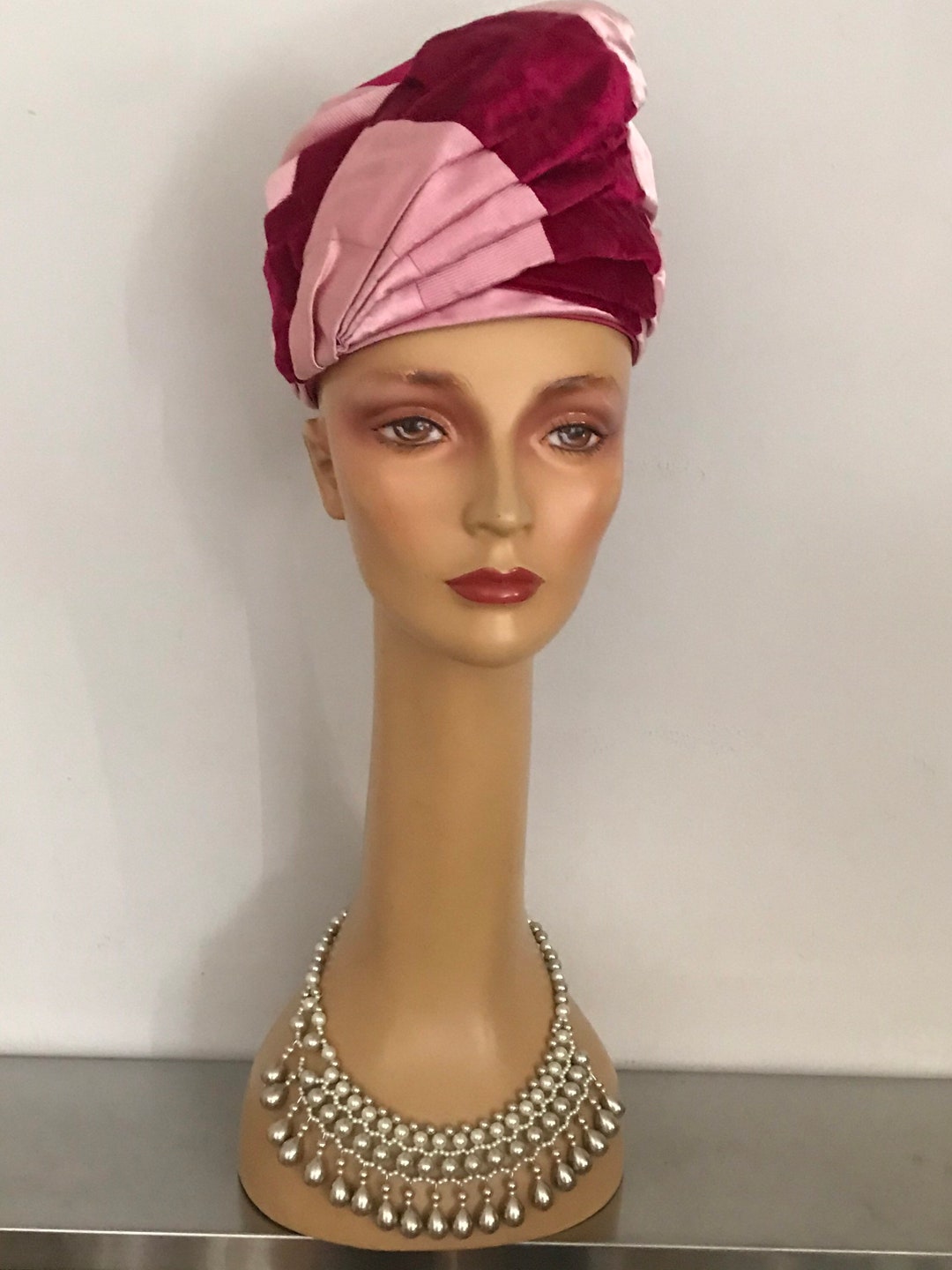 Vintage Turban Hat / Formal Turban Hat / 1950’s Millinery/ Size 22 Pink ...
