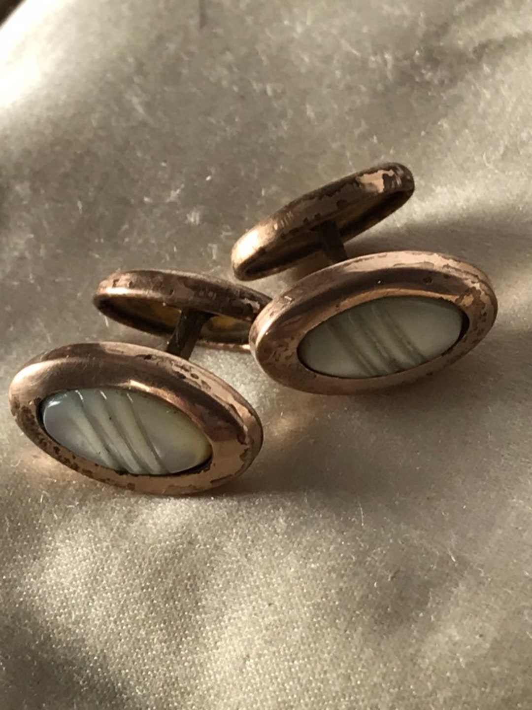 Vintage Cufflinks / Early to Mid 1900's Mother of Pearl and Gold Tone ...