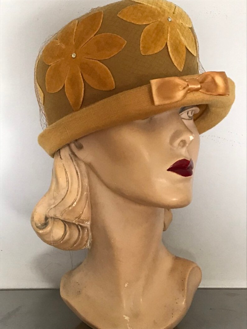1970's Vintage Hat / 70's Fashion Accessories / Mustard Jersey 70's ...