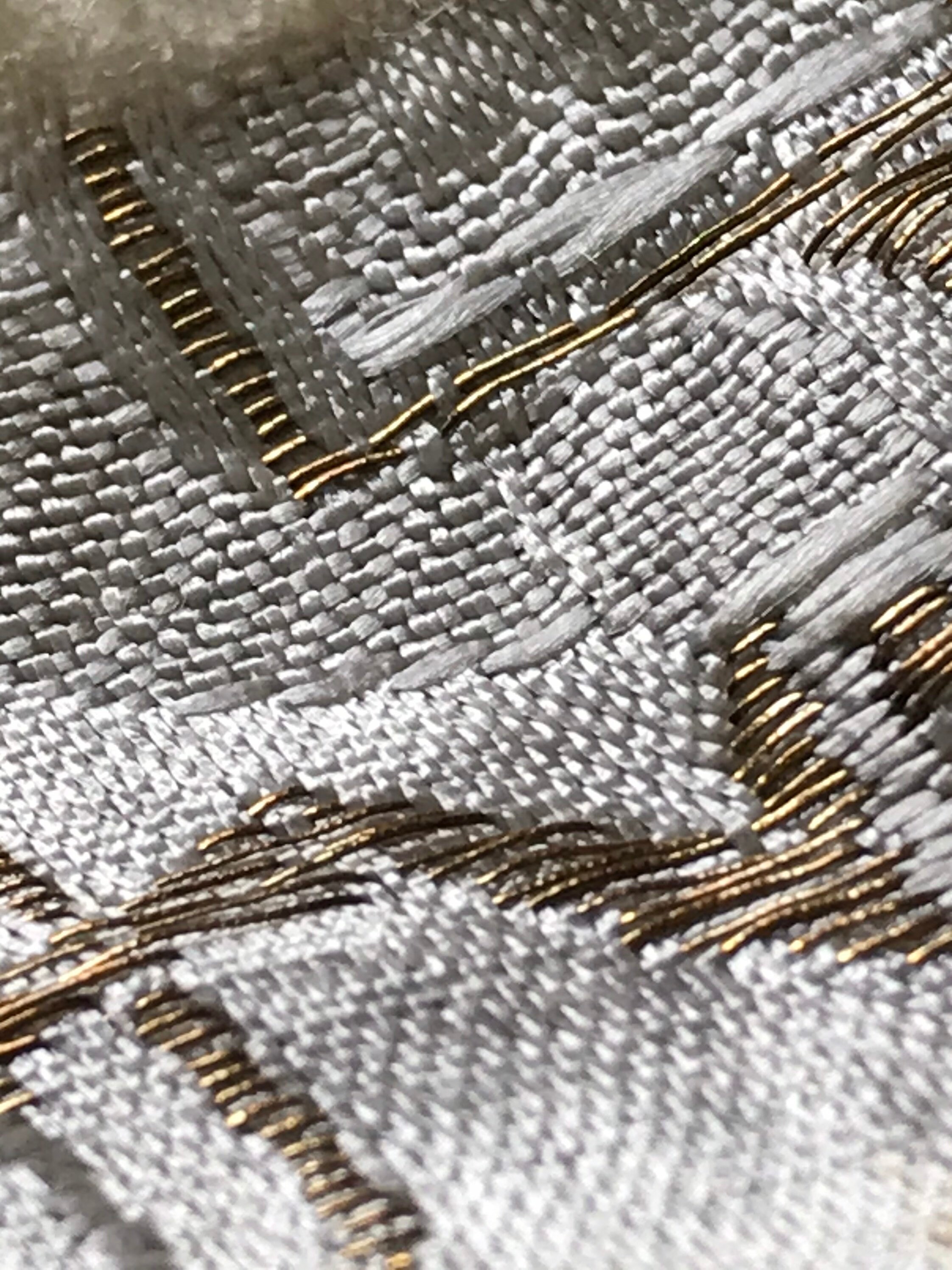 Fabric Remnant/ Vintage Satin & Gold Metal Thread Remnant / Badu Head ...