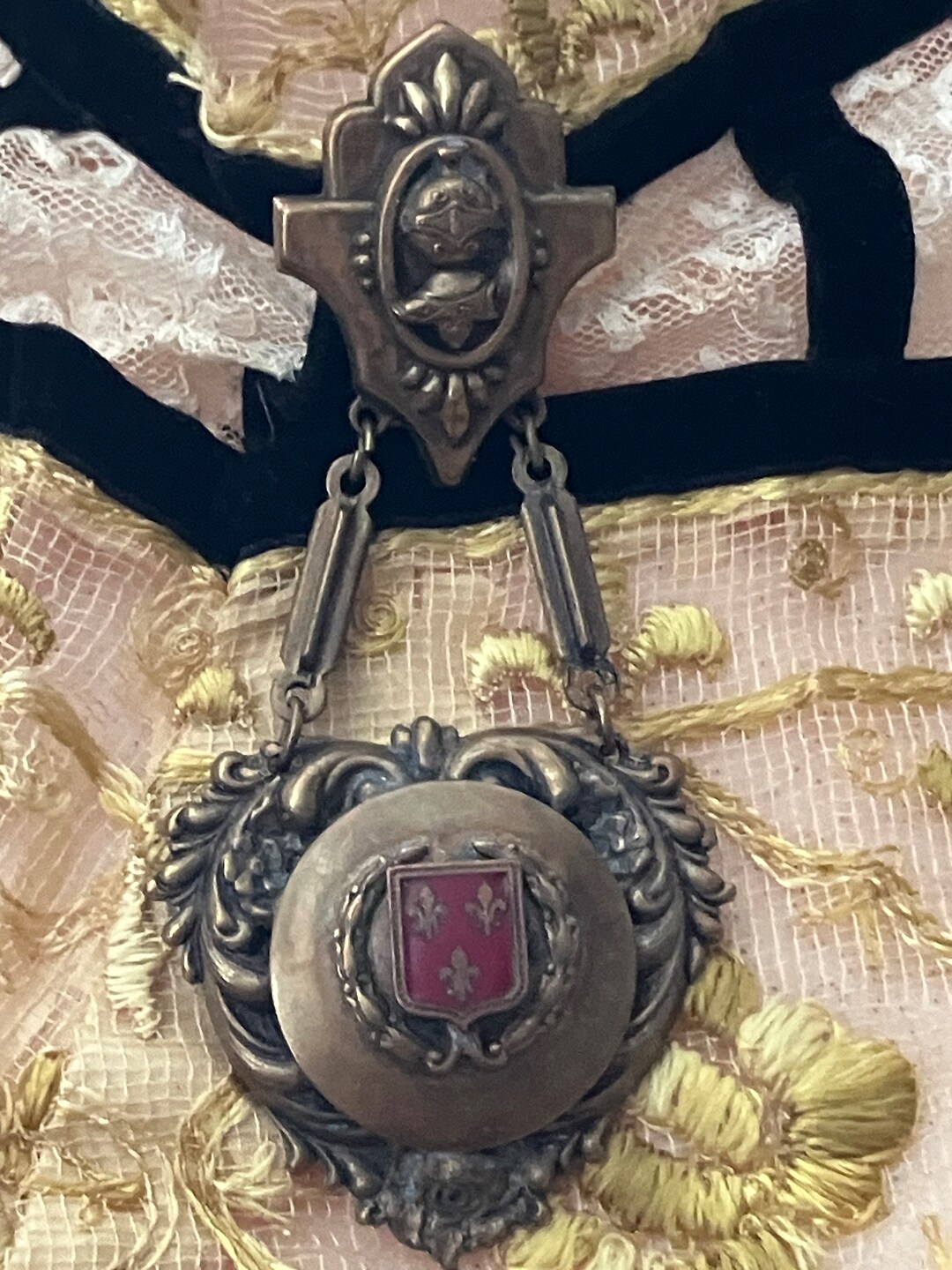 Antique Military Badge Pin • Old Brass and Enamel Badge Pin• Military ...