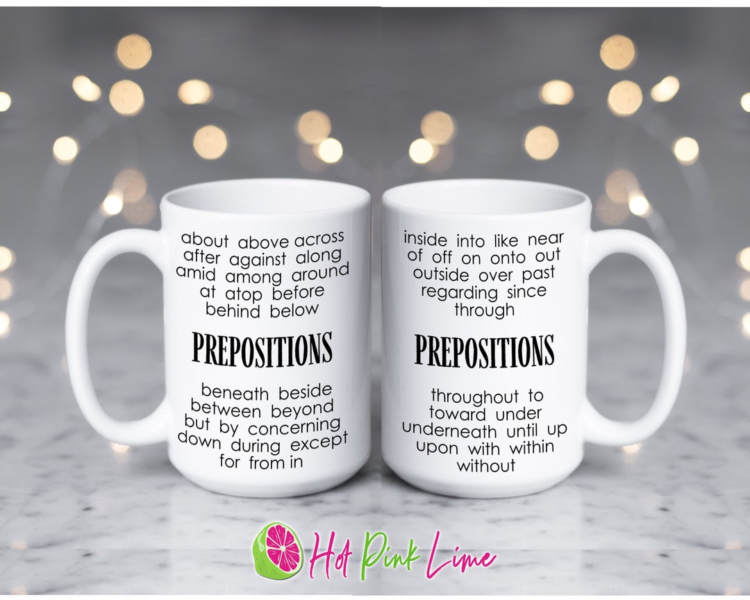 Prepositions Mug, CC Essentials Tutor Gift, 2 Mug Sizes, Classical ...