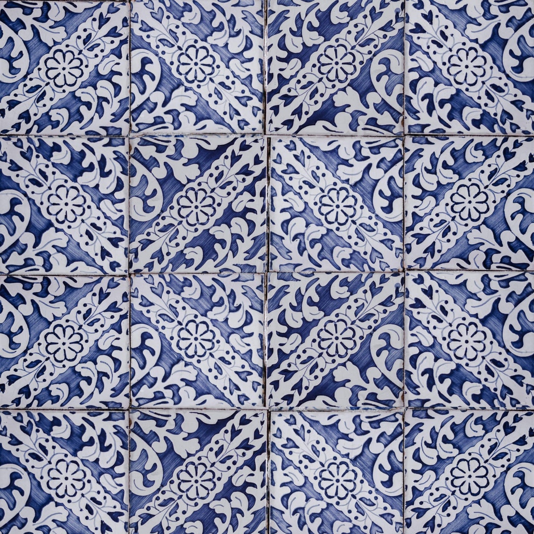 Dollhouse Tile 1/12 Blue Pattern Tiles LARGE for Floor - Etsy