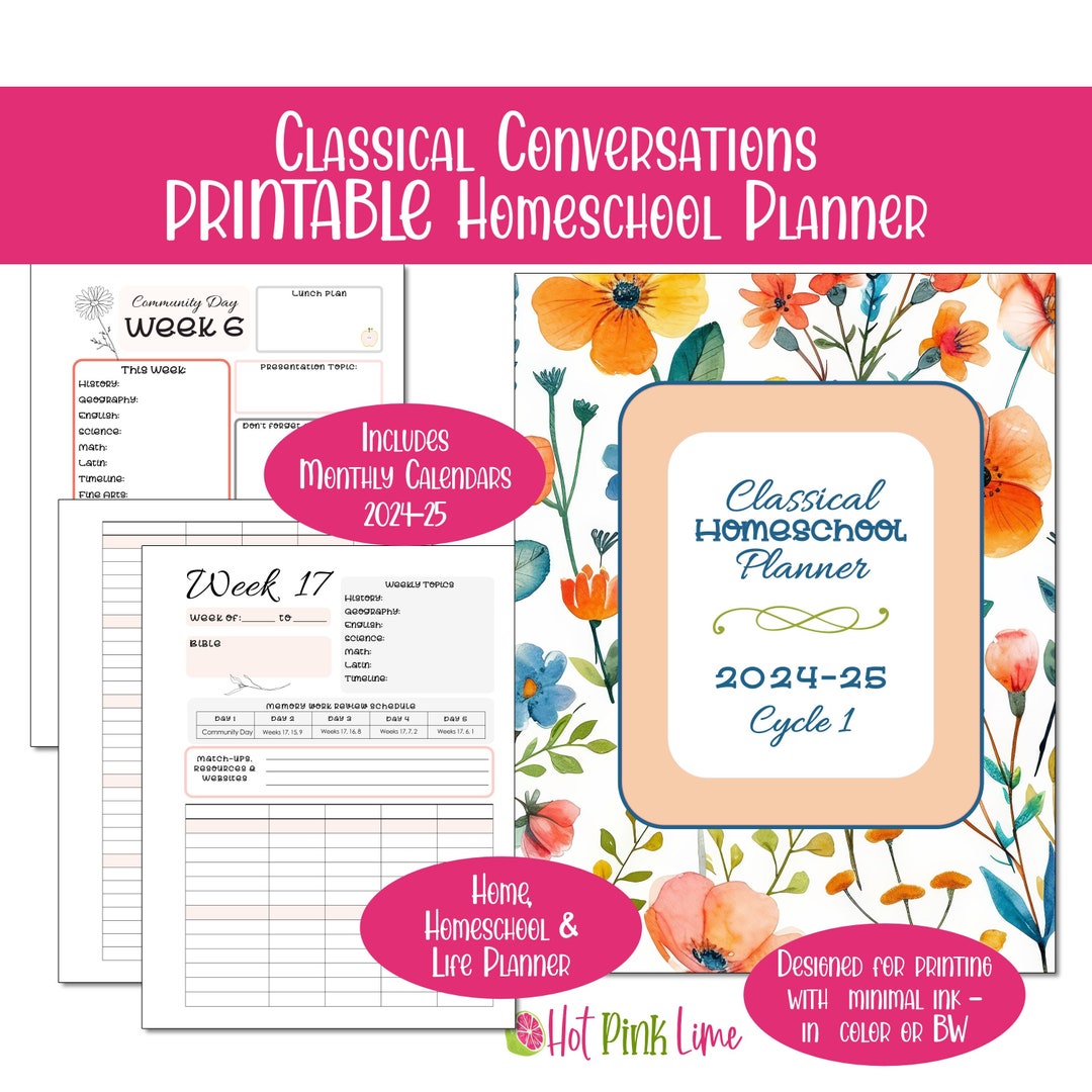 CC Printable Planner, Cycle 1, Classical Conversations Homeschool, Memory Work Review Schedule ...