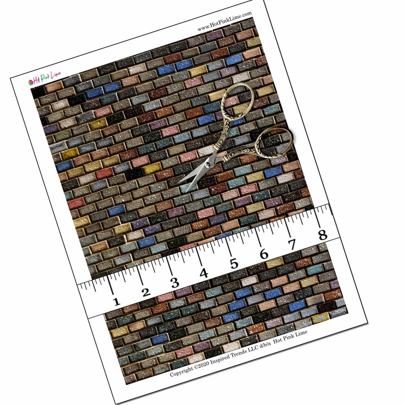 Dollhouse Multicolor Brick 1/12 Scale Miniature Printable - Etsy