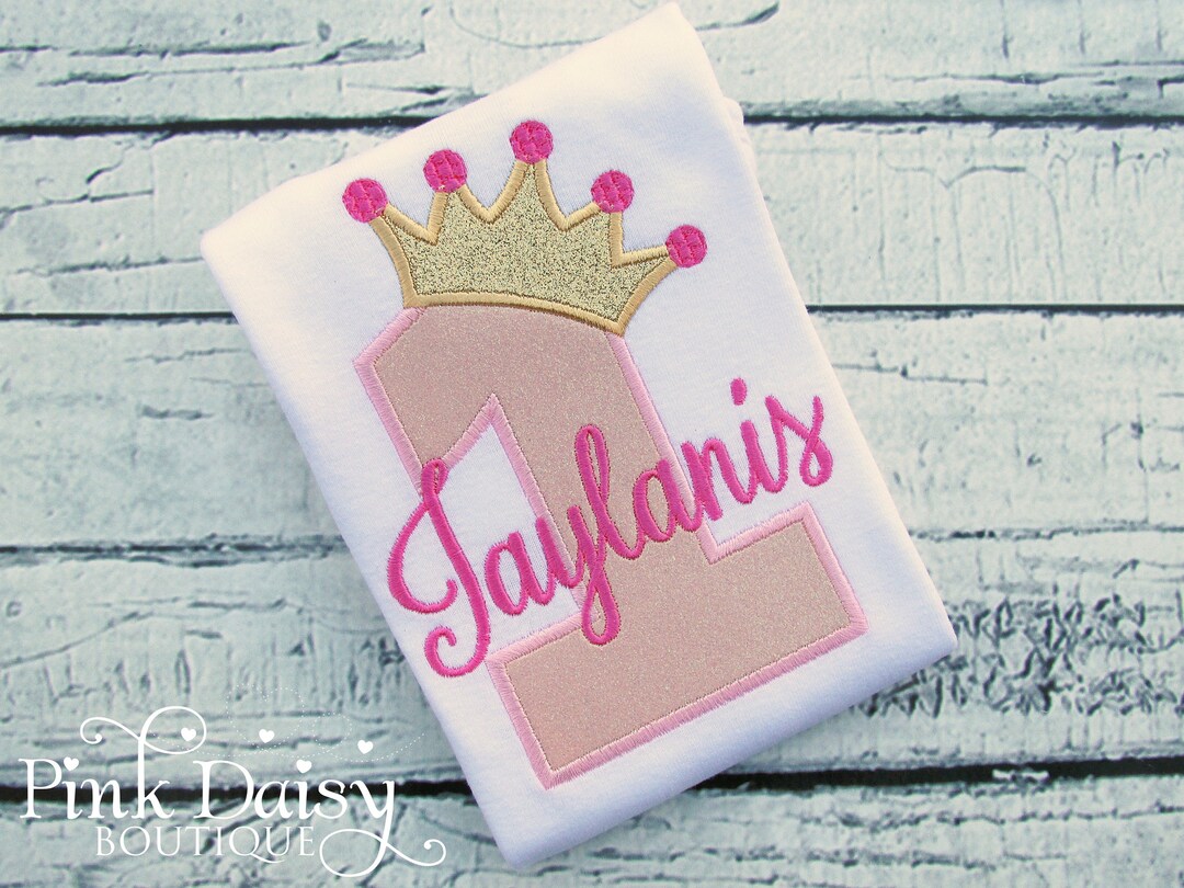 Pink Gold Princess Birthday Shirt - Pink Glitter - Princess Crown ...