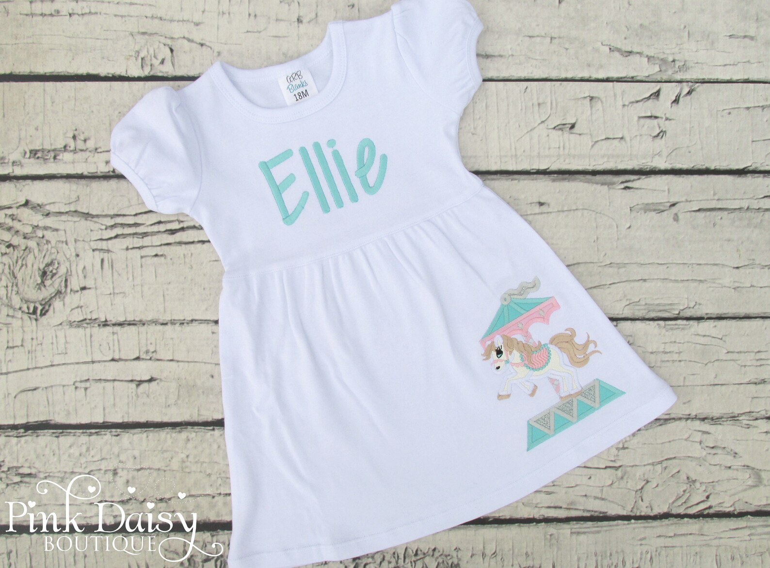 Carousel Birthday Dress Pink Aqua Silver Carousel Horse - Etsy