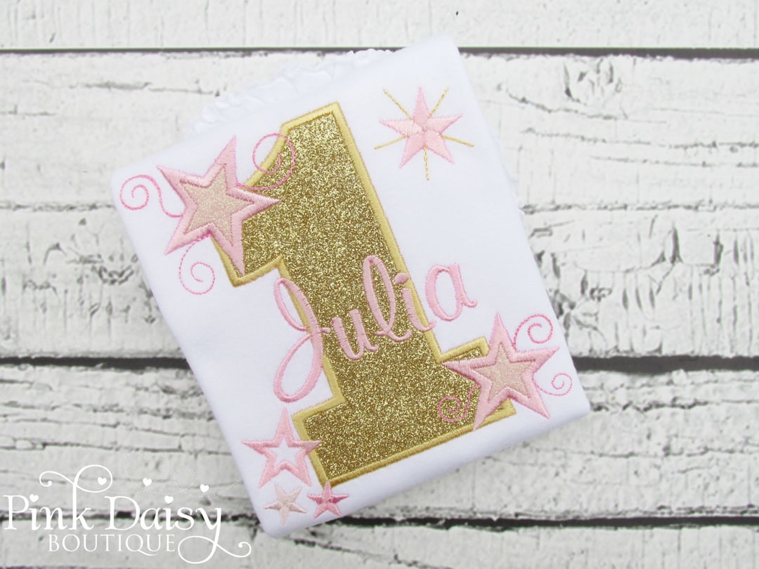 Pink Gold Star Birthday Shirt - Twinkle, Twinkle Little Star Girls ...