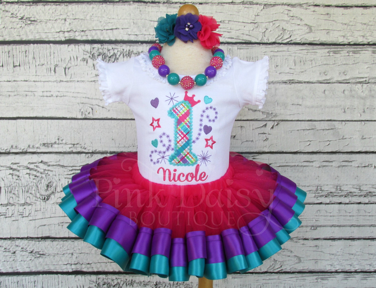 Princess Birthday Ribbon Tutu Set - Pink Purple Teal Royal Princess ...