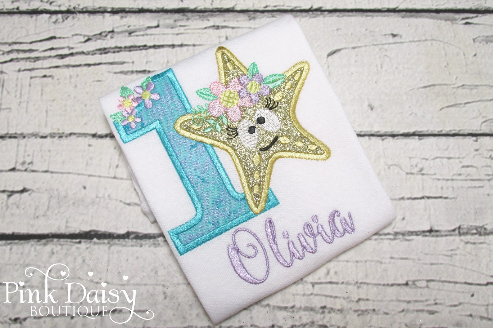 Starfish Birthday Shirt - Ocean - Floral - Flowers - Gold ...