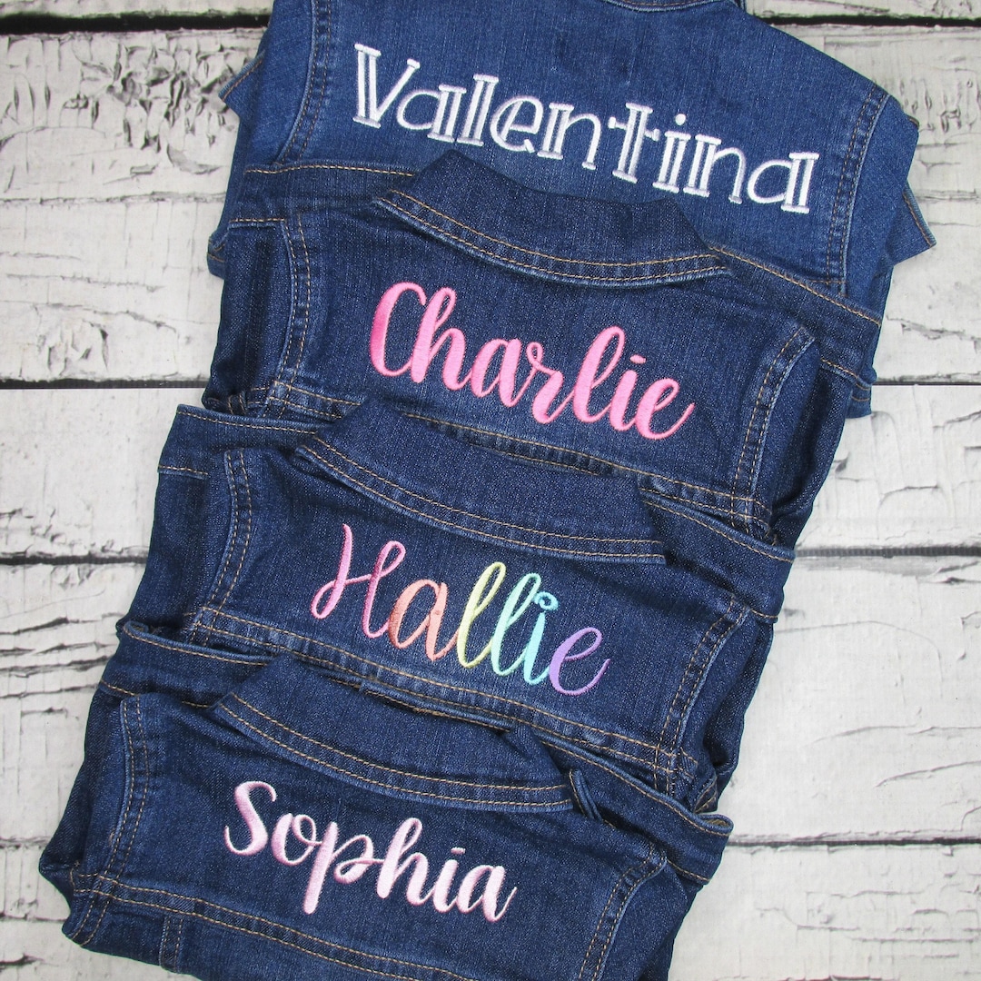 Girls Personalized Denim Jacket - Monogrammed Jean Jacket - Embroidered ...