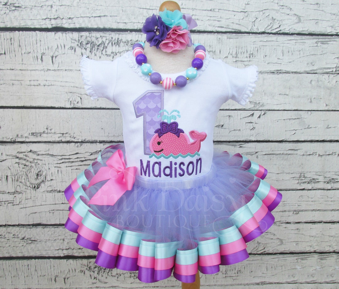 Whale Birthday Tutu Outfit - Any Age - Under the Sea - Pink Purple Aqua ...