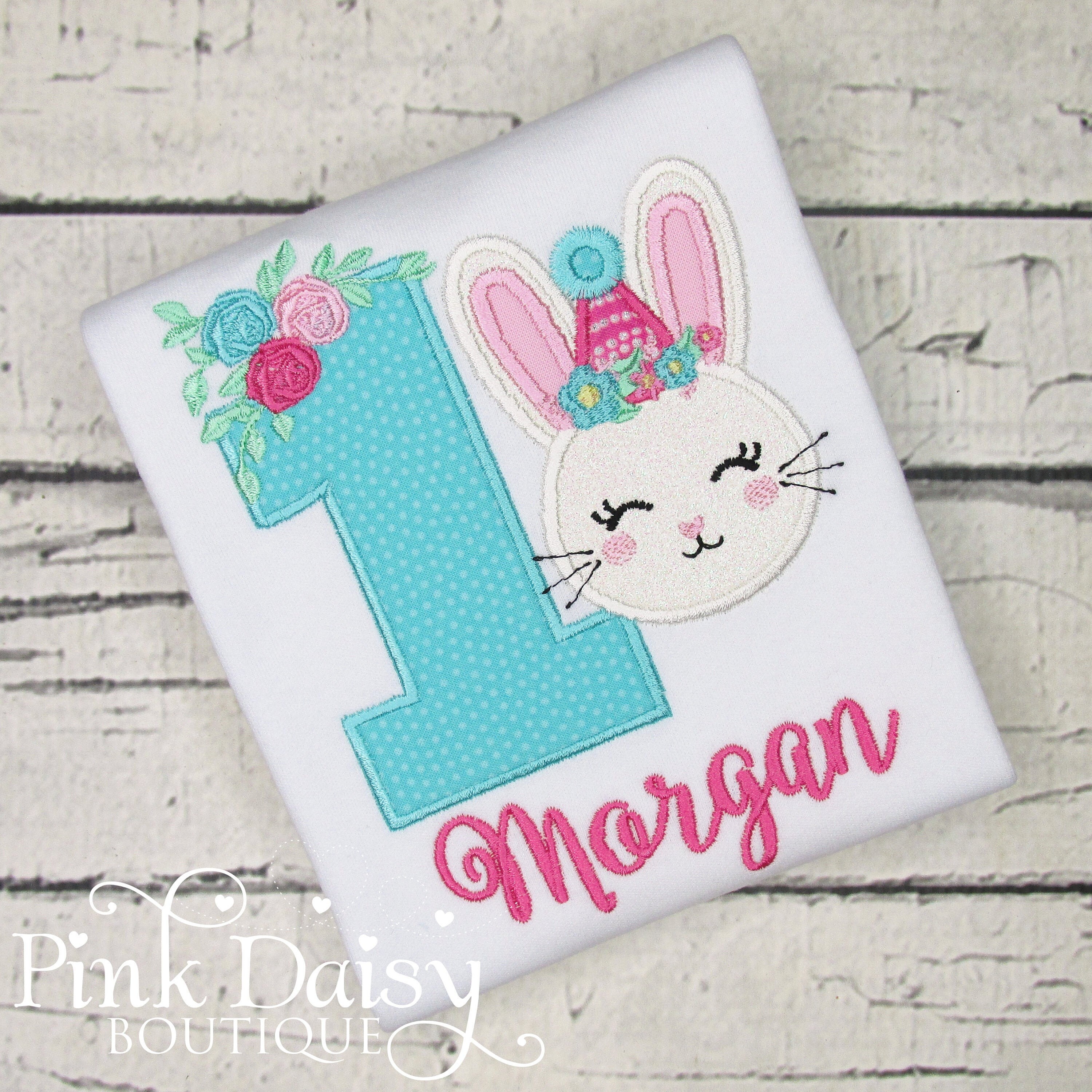 Bunny Birthday Shirt - Applique Shirt - Some Bunny is One - Embroidered ...