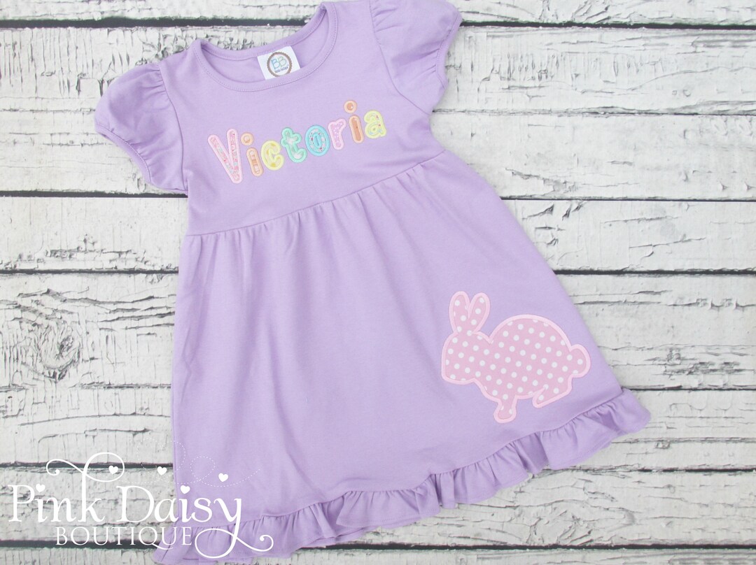 Girls Bunny Rabbit Appliqué Dress - Personalized Easter Dress ...
