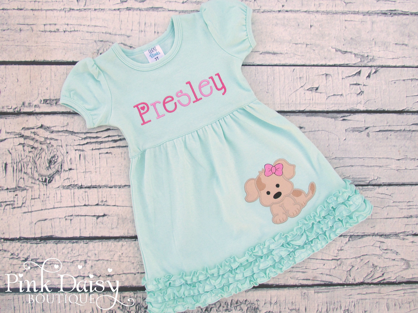 Girls Puppy Dress Dog Applique Dress Personalized Toddler - Etsy